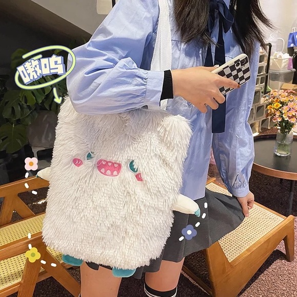 Bags | Monster Bag Furry Fuzzy Tote Shoulder Bag Womens Cartoon Fun ...